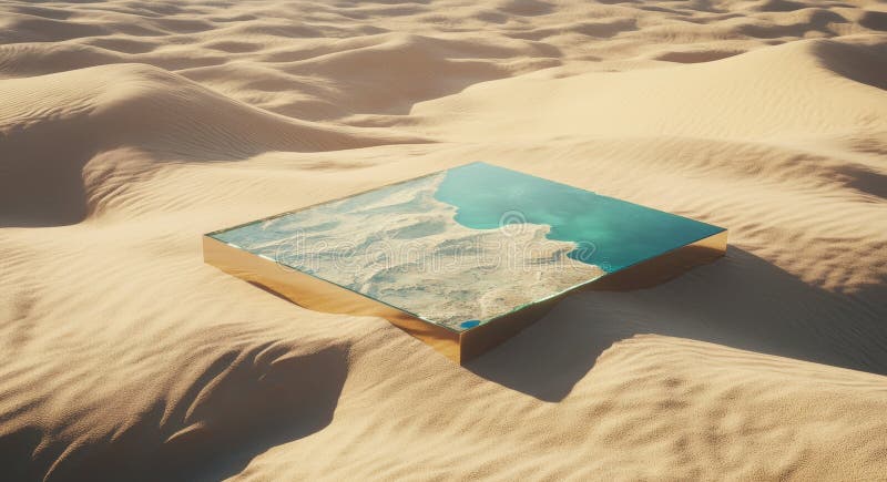 Desert Landscape Concept with Topographic Relief Visualization Mapped ...