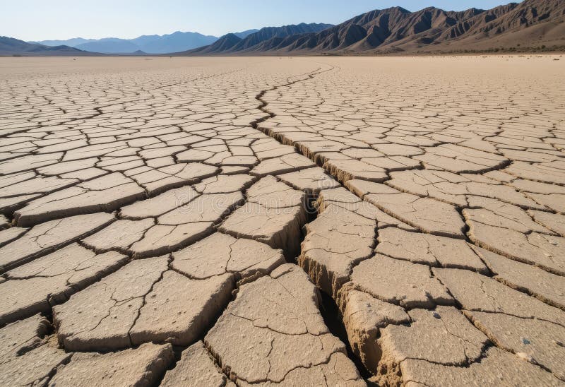 Desert Landscape with Deep Cracks in the Ground. Stock Photo - Image of ...