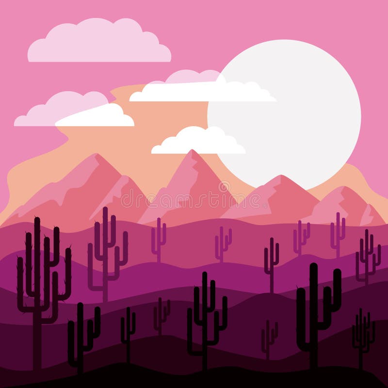 Desert landscape design stock vector. Illustration of silhouette - 73368768