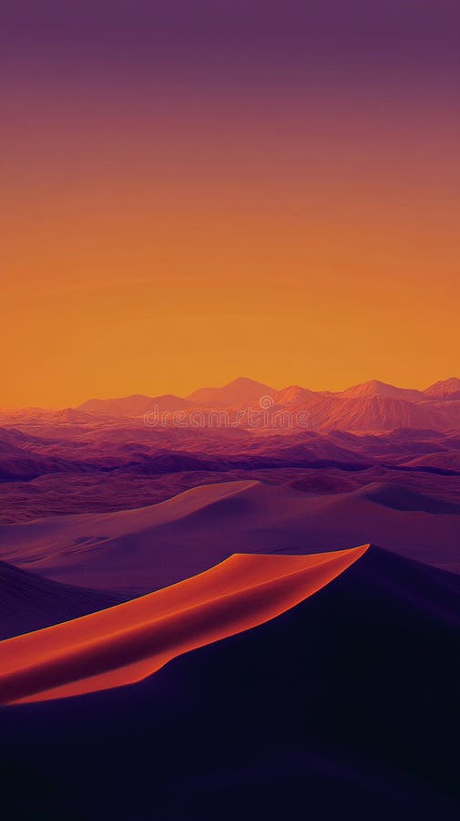 A Desert Landscape at Dusk Featuring a Gradient Sky Stock Illustration ...