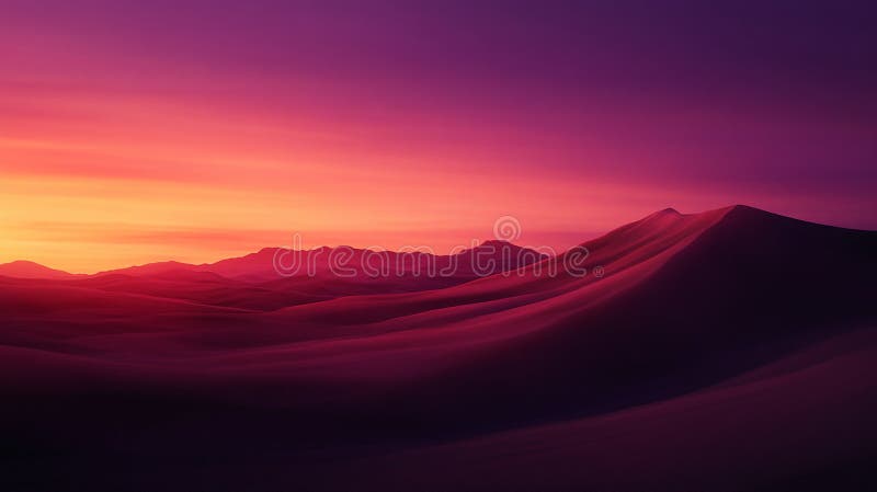 A Desert Landscape at Dusk Featuring a Gradient Sky Stock Illustration ...