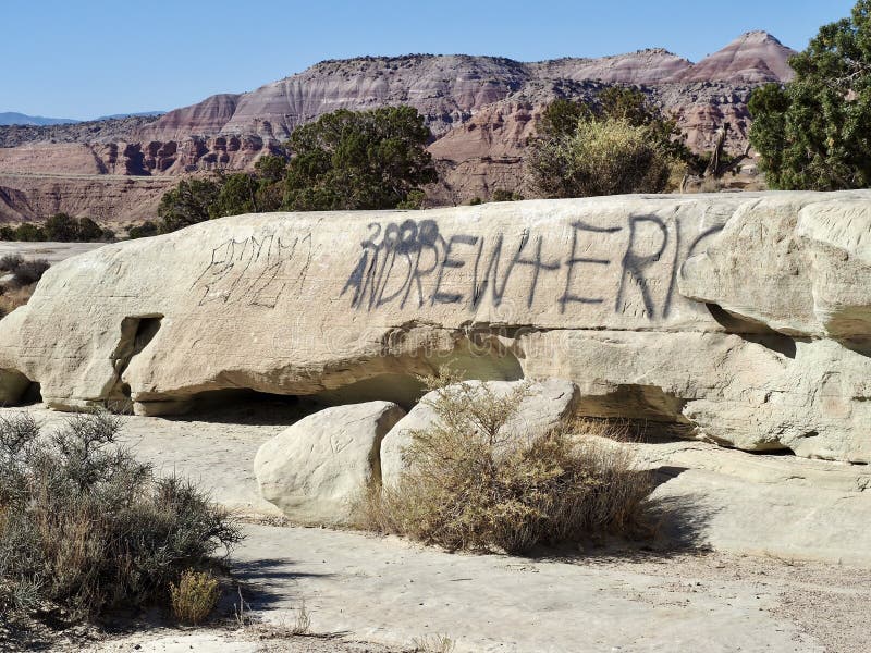 Natural Landmark Graffiti Vandalism Editorial Photography - Image of ...