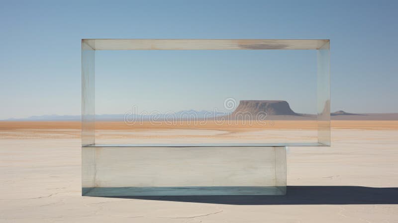 Minimalist Desert Landscape Sculpture with Square Glass Shelf Stock ...