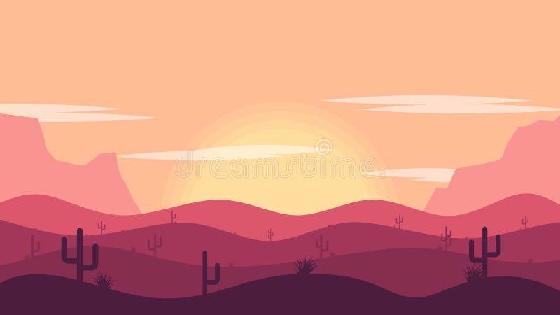 Desert Landscape Flat Design Art Work Stock Vector - Illustration of minimal, print: 351674056