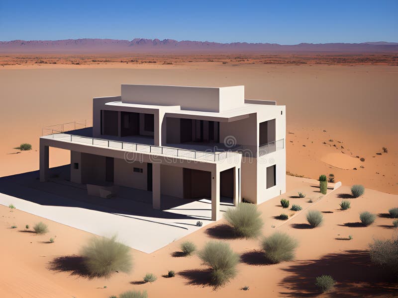 Desert Landscape in Front of the House, AI Generated Stock Illustration ...