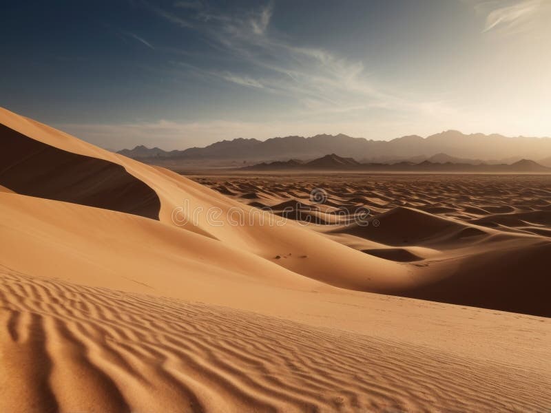 The Desert Landscape with High Sand Dunes Image. Stock Photo - Image of ...