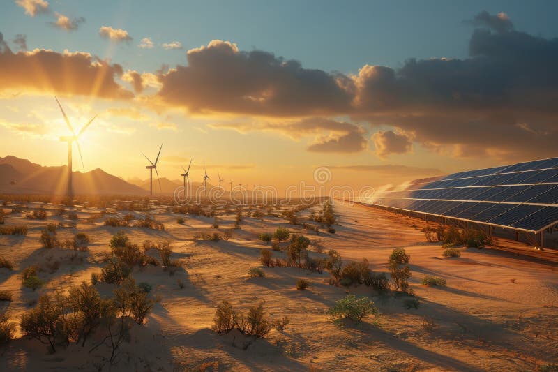 Desert Landscape Large Solar Farm Background Stock Photos - Free ...
