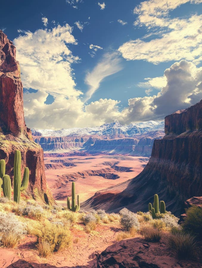 Desert Landscape with a Mountain Range in the Background Stock Photo ...