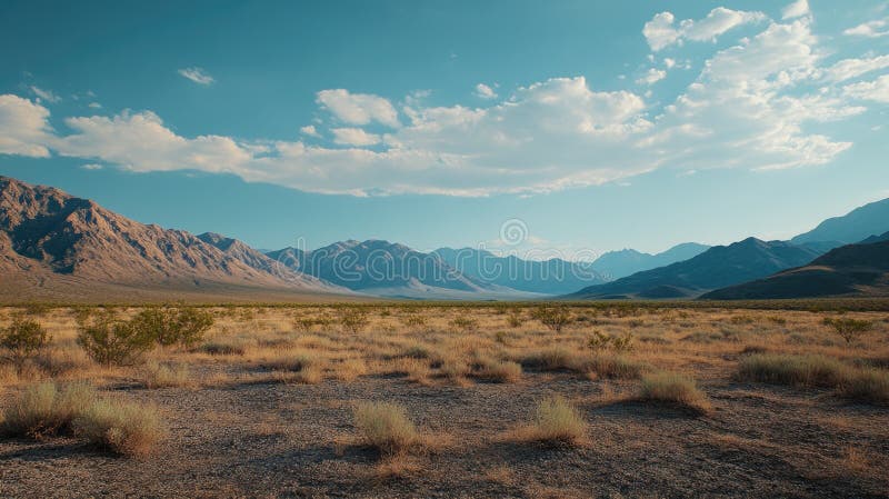 Desert Landscape with Mountainous Backdrop Stock Photo - Image of ...