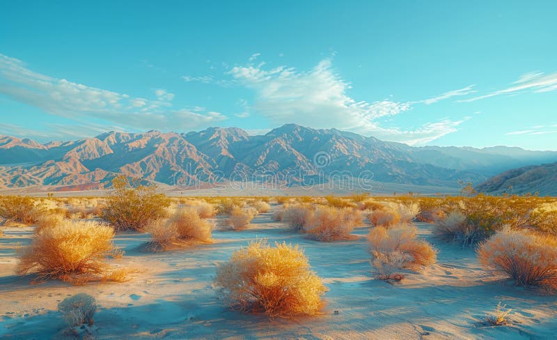 Desert Landscape with Mountains in the Background Stock Photo - Image ...