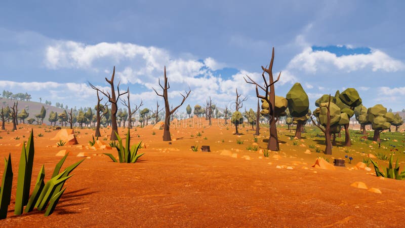 Desert Landscape of a Natural and Virtual Environment Design 3d Render ...