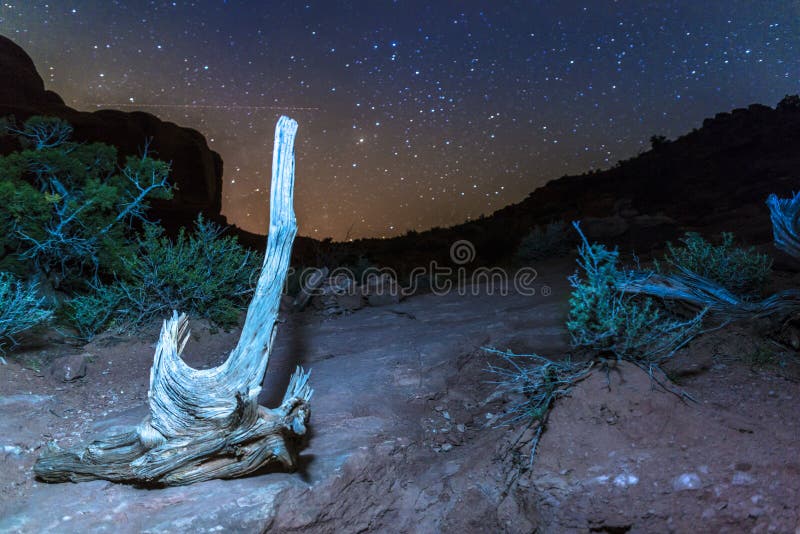 Desert Landscape at night stock photo. Image of night - 41441126