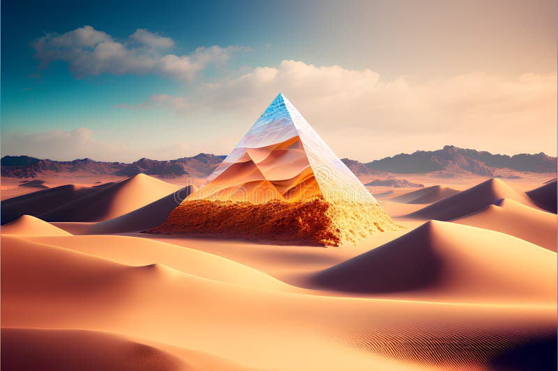 Desert Landscape with Pyramids. 3d Render. Computer Digital Drawing ...
