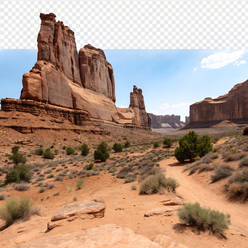 "Desert Landscape with Rock Formations Isolated on Transparent ...