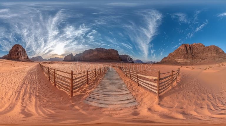 A Desert Landscape with Rugged Mountains and a Basic Fence Stock Photo ...