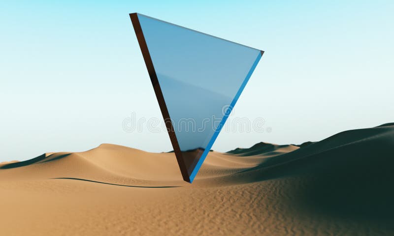 Desert Landscape with Shiny Triangle. Stock Illustration - Illustration ...