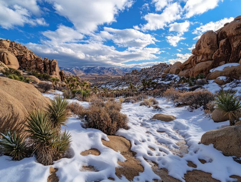 Desert Landscape with Snow stock photo. Image of peaceful - 378130312