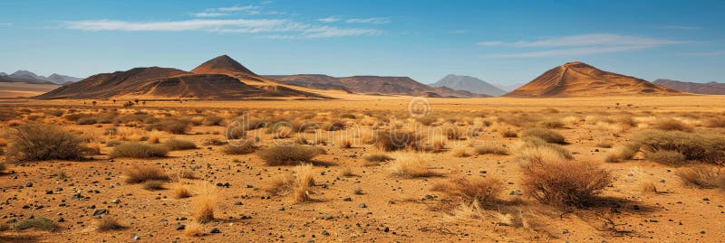 Desert Landscape with Sparse Vegetation, Harsh and Arid Environment ...