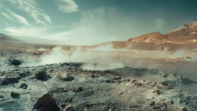 Desert Landscape with Steam, Suitable for Environmental Themes Stock ...