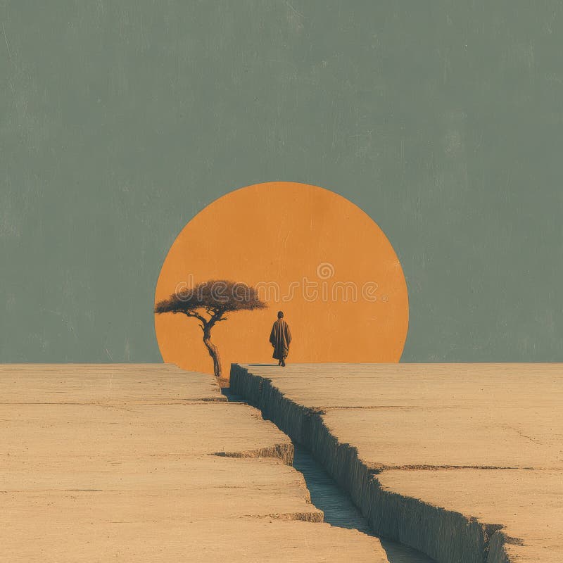 Desert Landscape, Sunrisesunset, Lone Tree, Figure Standing, Deep ...