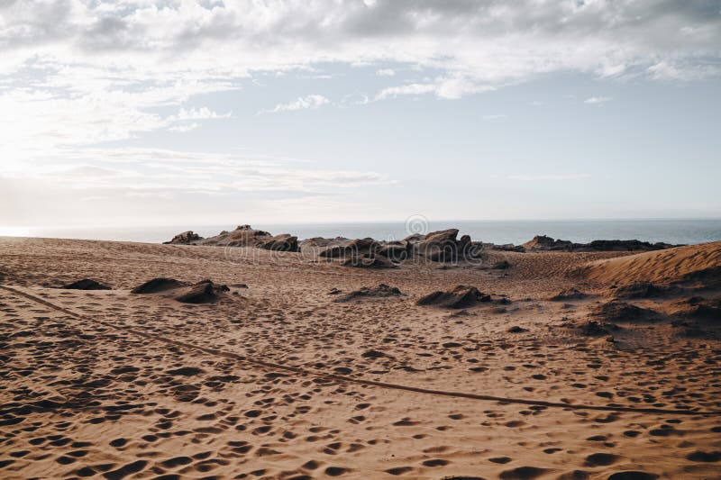 Landscape with Agadir Beach, Morocco Stock Photo - Image of landmark ...