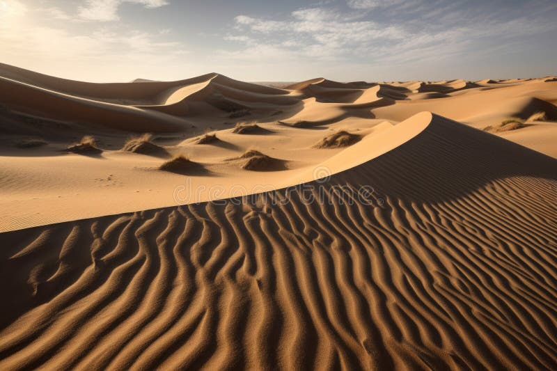 Desert Landscape with Towering Dunes, the Wind Creating Mesmerizing ...