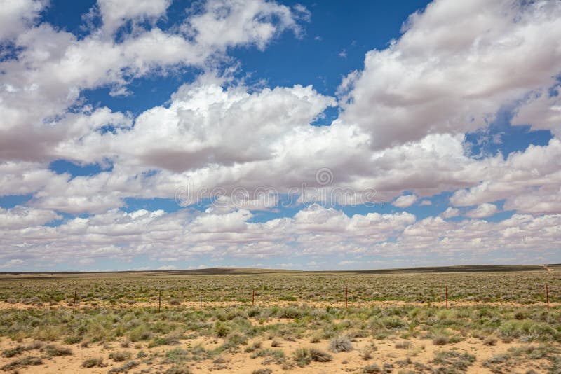 Desert Landscape, US Blue Sky with Clouds, Spring Day Stock Photo ...