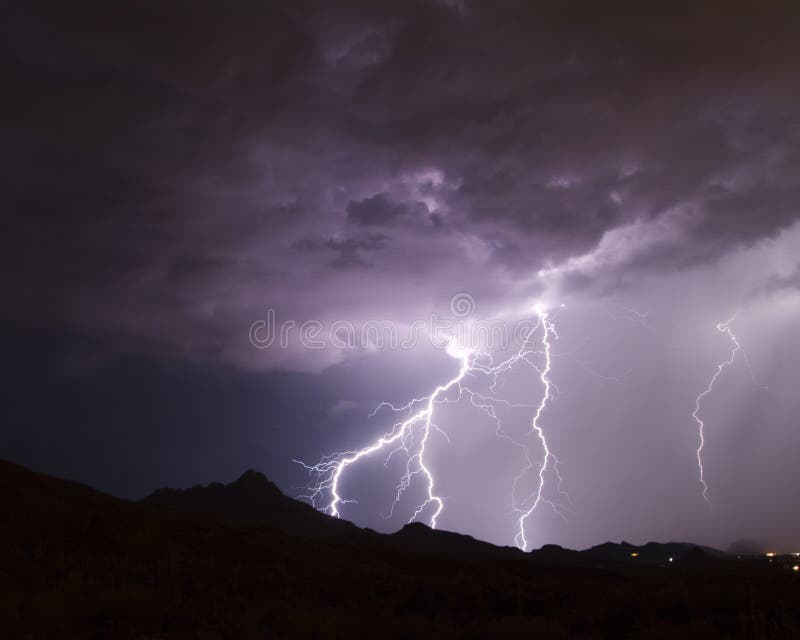 Desert Lightning stock photo. Image of monsoon, lightning - 63555420