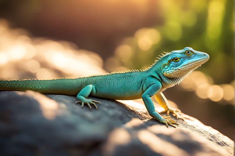 Desert Lizard Basking Under Scorching Sun, 3d Rendering of Reptile on ...