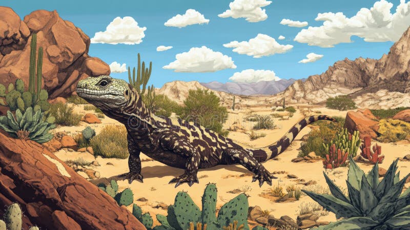 Desert Lizard in Pixel Art Style Stock Illustration - Illustration of ...
