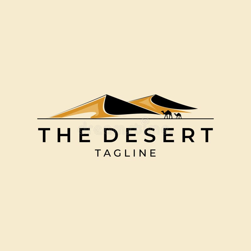 Desert Logo Design with Camel Silhouette for Landscape Vector ...