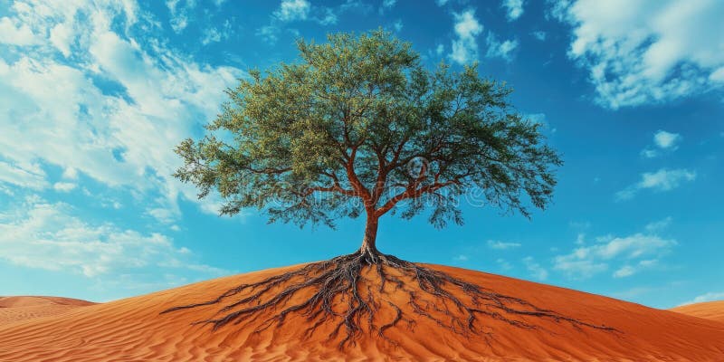 Desert Lone Tree stock photo. Image of arid, plant, earth - 379337618