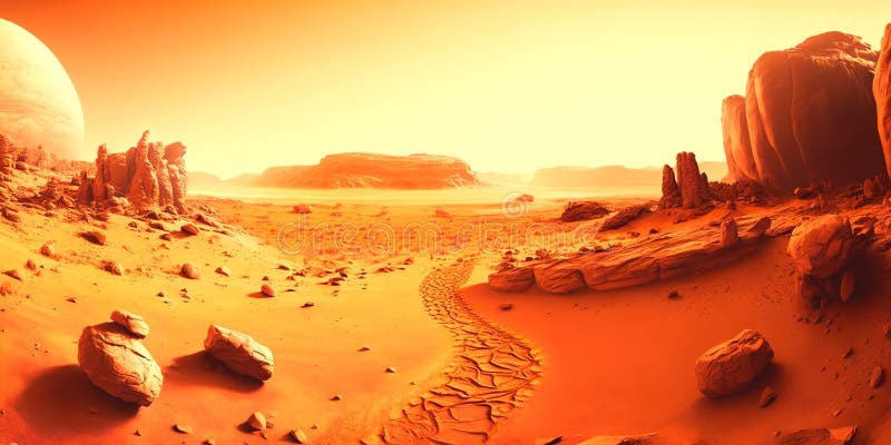 Desert Mars Landscapes with Sand and Rocks. Generative AI Stock ...