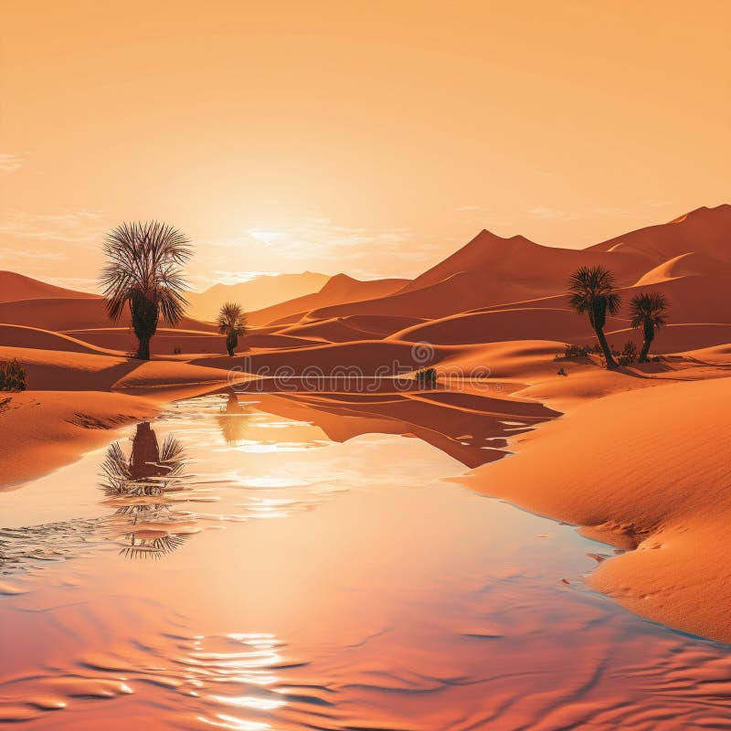 Desert Mirage - a Captivating Illusion in the Sahara Desert Stock ...