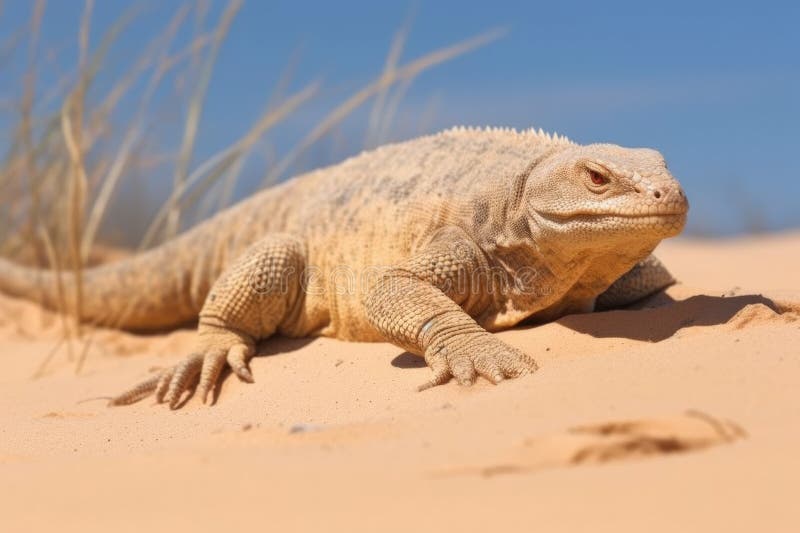 Desert Monitor Lizard on a Sandy Dune Stock Image - Image of generated ...