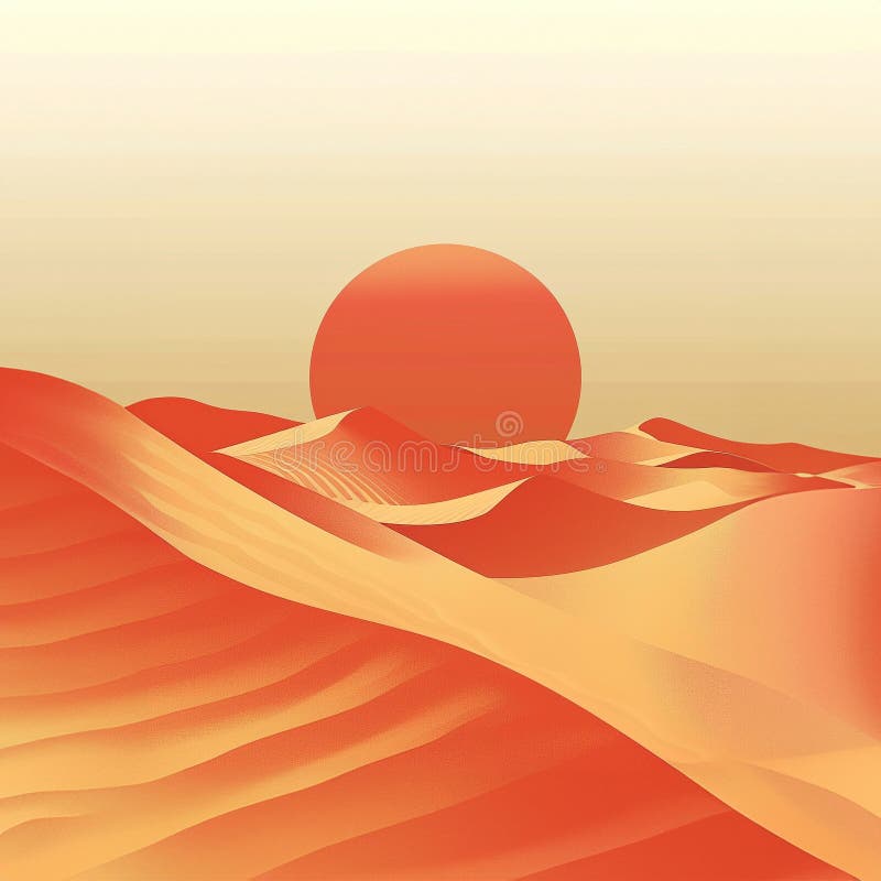 Desert Motifs Dunes Sunset Illustration Stock Photo - Image of ...