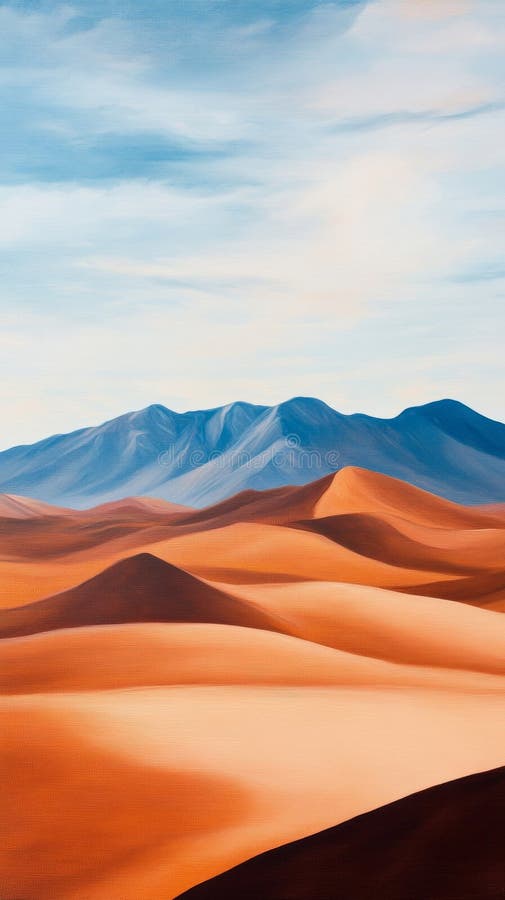 Desert Mountain Landscape Painting Stock Illustration - Illustration of freedom, vibrant: 357748411