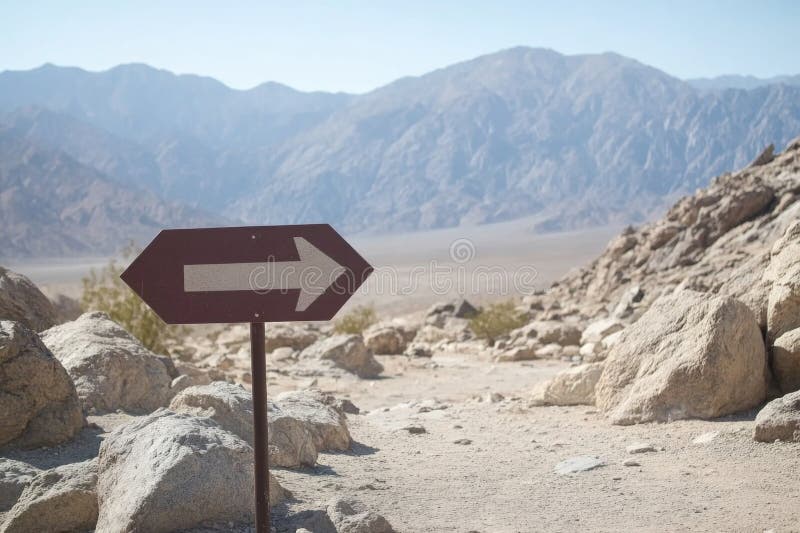 Desert Mountain Path with Arrow Sign Pointing Forward Stock Image ...