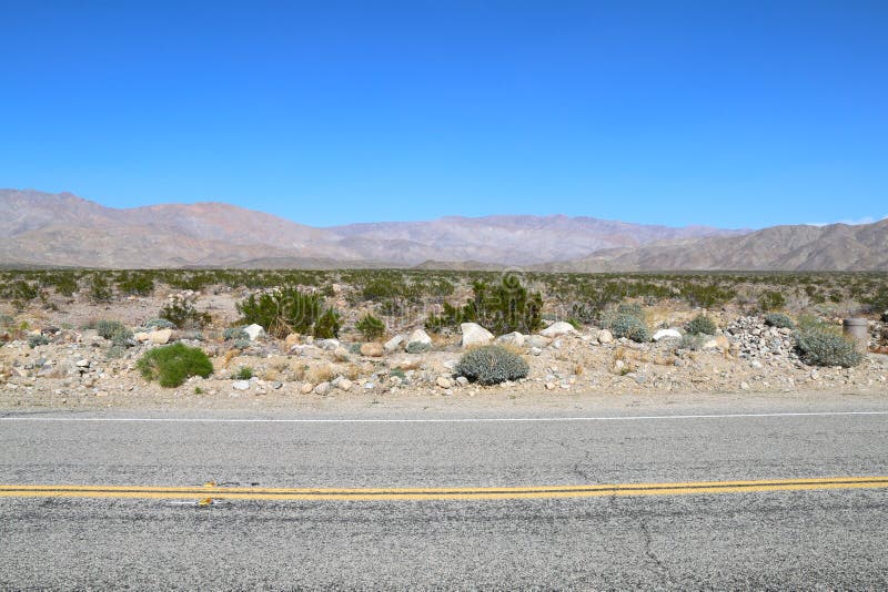 Desert Mountain Range Highway View Stock Photo - Image of horizon ...