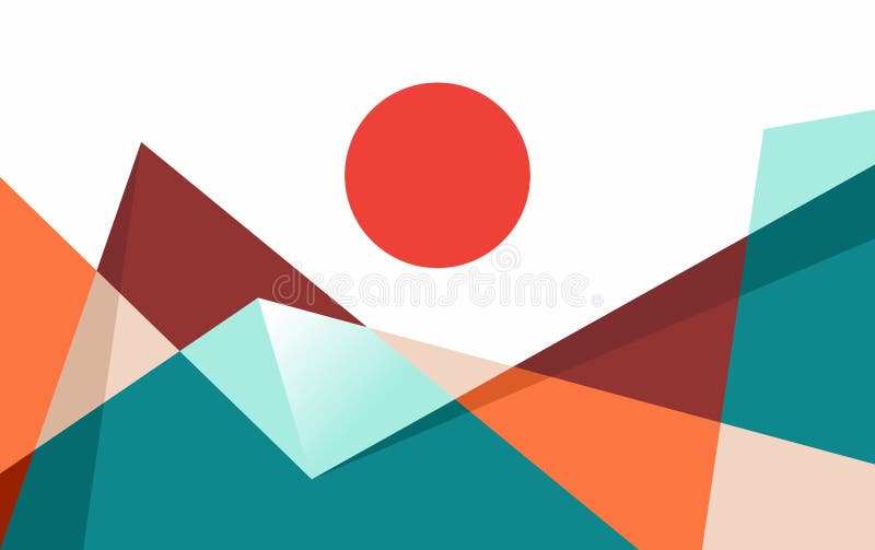 Desert or Mountain and Sun Geometric Background Vector Stock ...