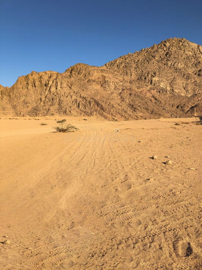 Desert with Mountains. Egypt. Blue Clear Sky Stock Photo - Image of ...