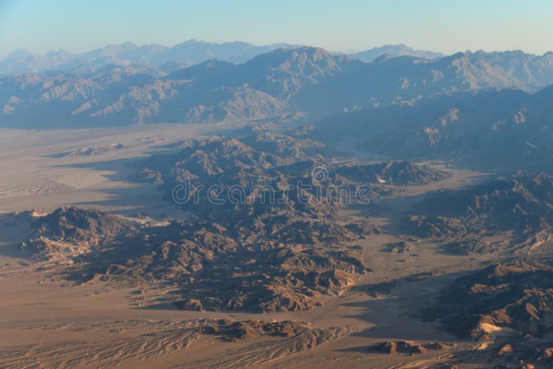Desert Mountains in the Fog in the Early Morning Stock Photo - Image of ...