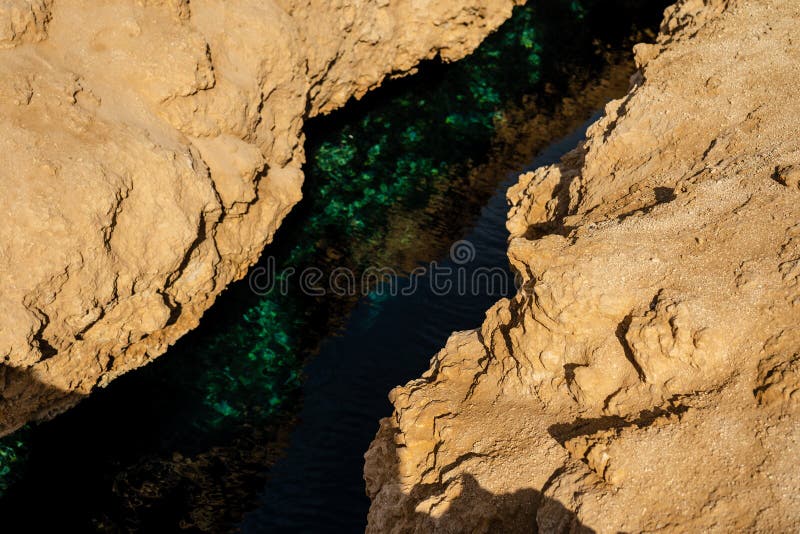Desert Mountains Great Crack with Water, Ras Mohammad Stock Photo ...
