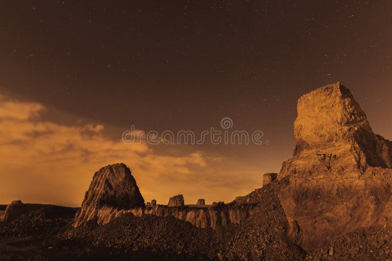 Magic Night in Israel Negev Desert. Stars Shining Stock Photo - Image ...