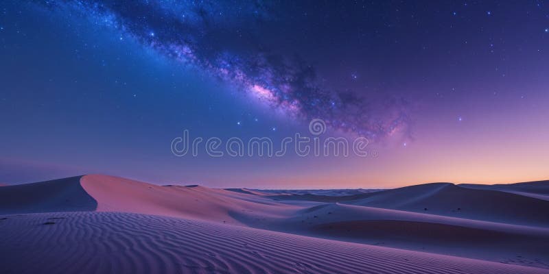 Desert at Night with Starry Sky and Soft Light Reflecting Off the Sand ...