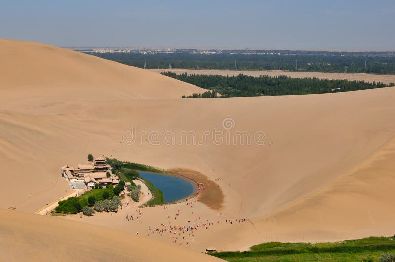 Desert oasis in Dunhuang stock photo. Image of natural - 135712980
