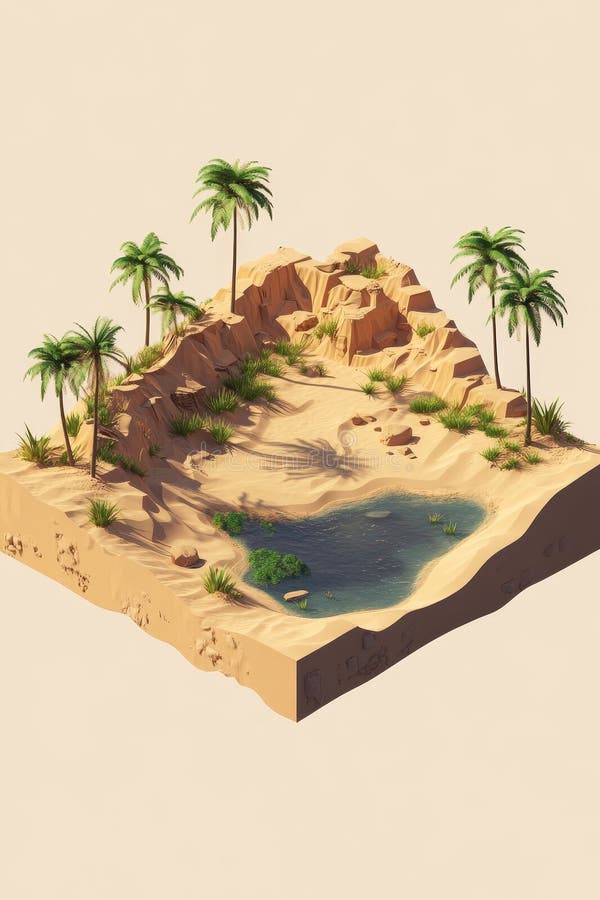 Desert Oasis Isometric Art stock illustration. Illustration of creative ...