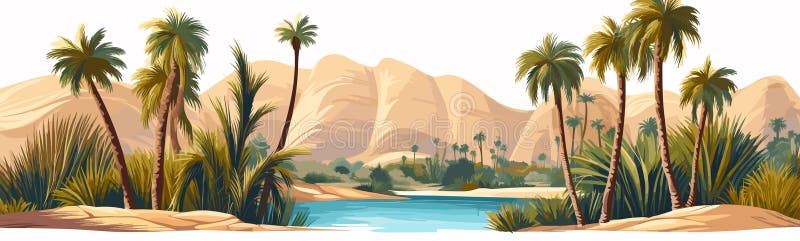 Desert Oasis with Palm Trees Vector Simple 3d Isolated Illustration ...
