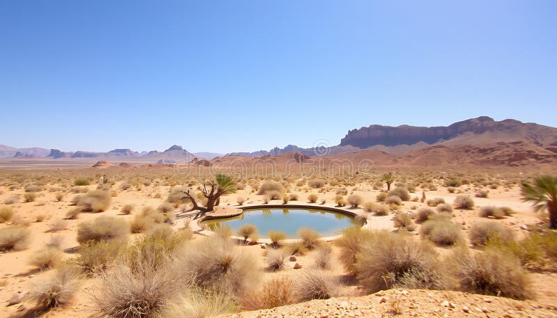 Desert Oasis Pool Water Landscape Arid Beauty Generative AI Stock ...