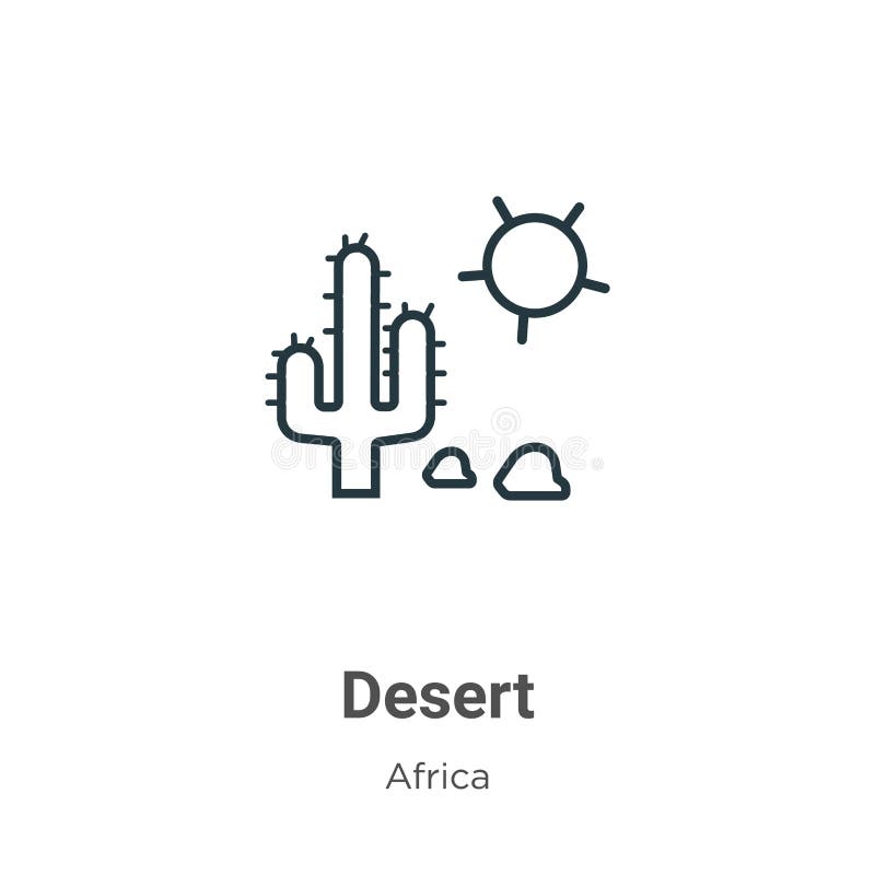 Outline Desert Tree Vector Icon. Isolated Black Simple Line Element ...